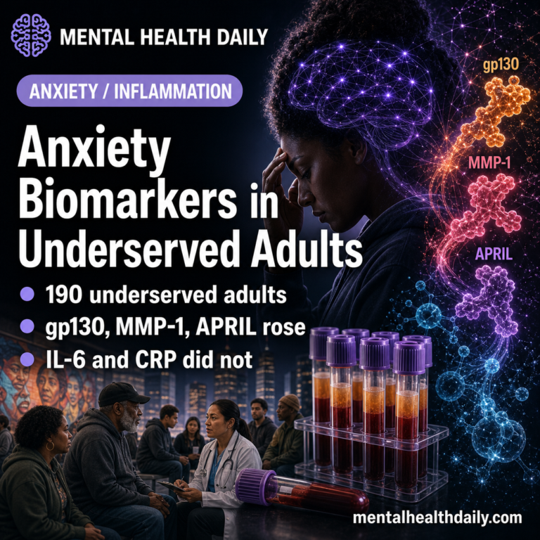 Anxiety Biomarkers: gp130, MMP-1, APRIL in 190 Adults - MentalHealthDaily